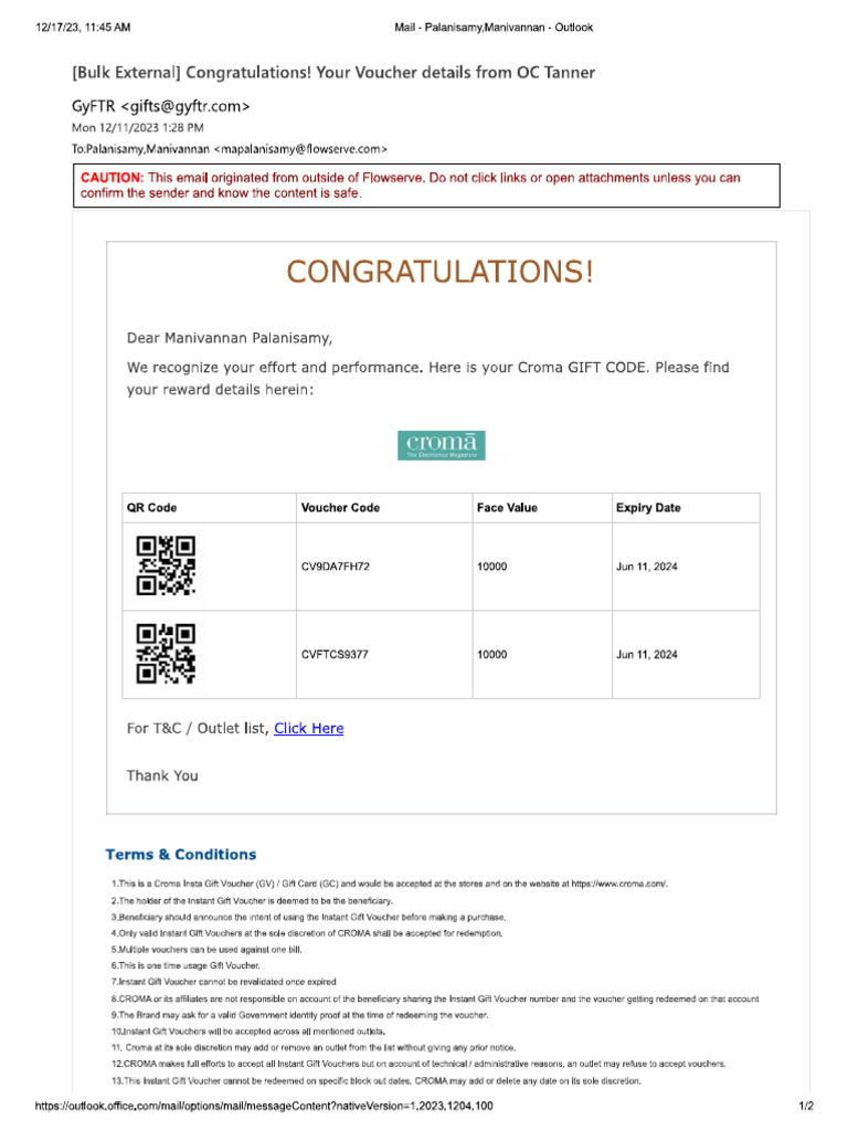 Croma GIFT CODE - 20000 | PDF