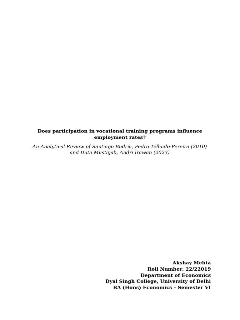 Research Methodology Project Akshay | PDF | Systematic Review | Vocational Education