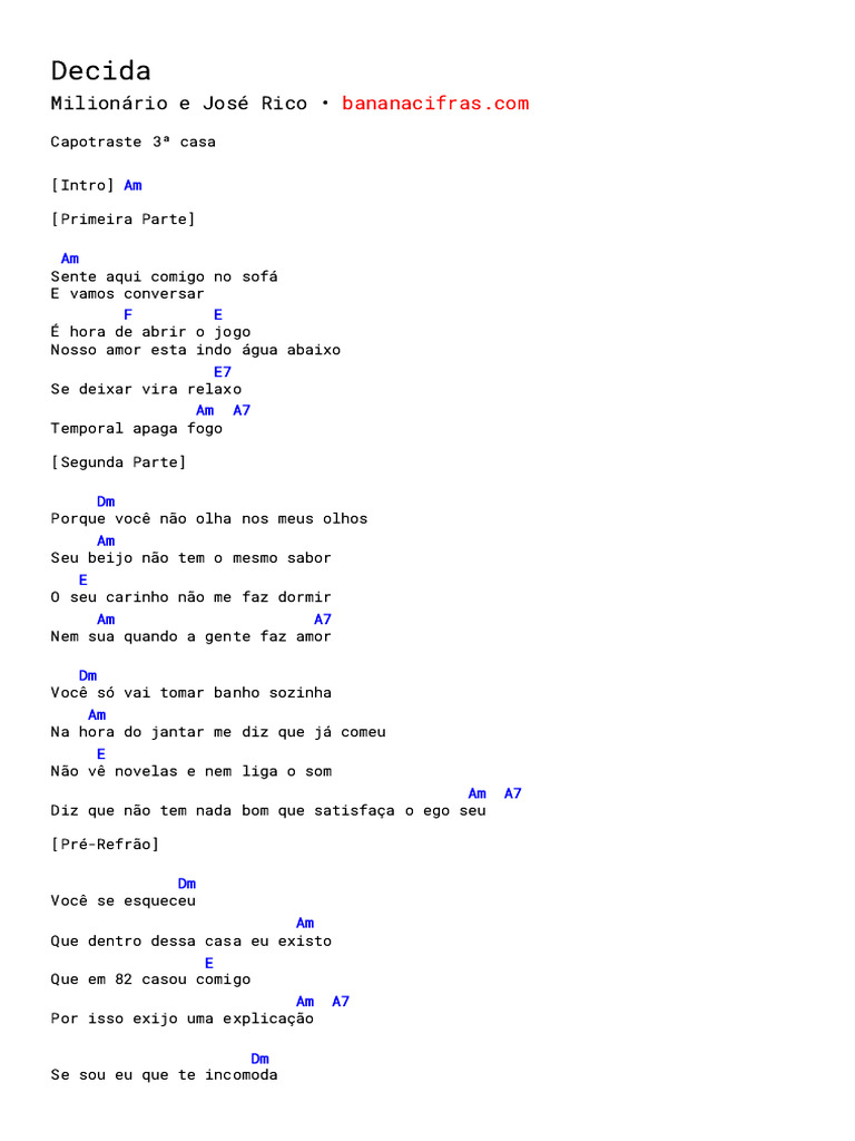 Cifras da música "Decida" | PDF