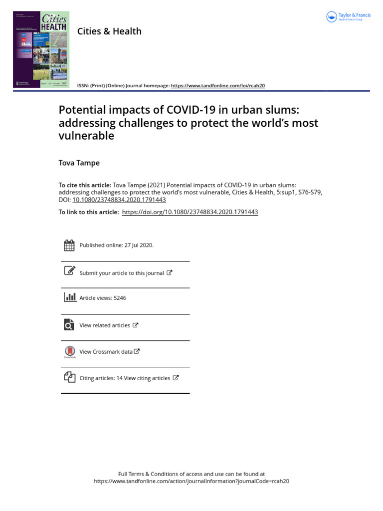 Potential Impacts of COVID-19 in Urban Slums | PDF | Slum | Tuberculosis