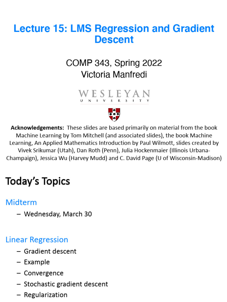 Lec15 Regression Gradient Descent | PDF | Mathematical Optimization | Gradient