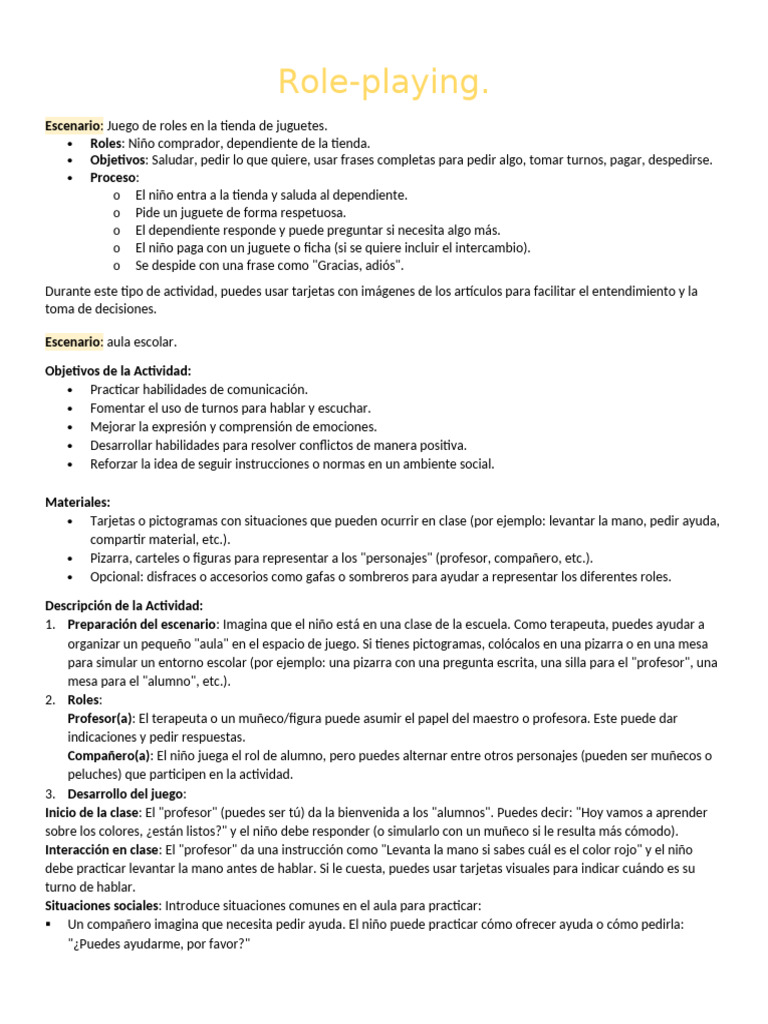 Role Playing | PDF | Comunicación | Las emociones