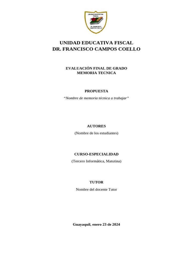 Caratula Memoria Tecnica - V2 | PDF