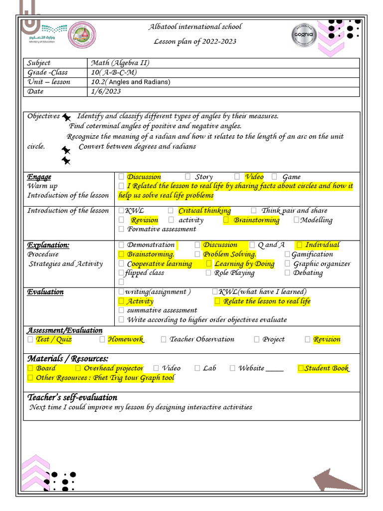 G10 lesson plan 10.2 | PDF