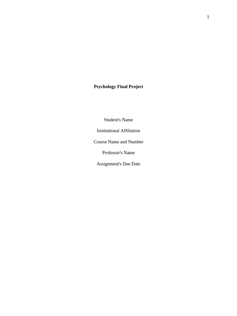 # 7835497 Psychology Final Project | PDF | Amnesia | Psychological Concepts