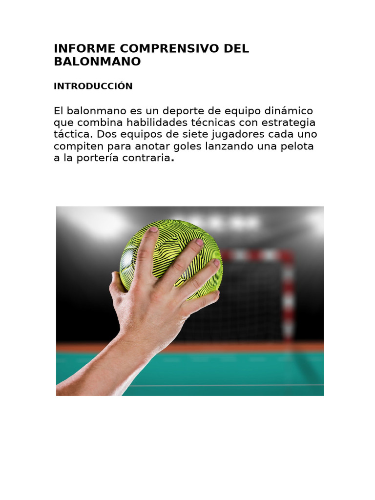 Informe Del Balonmano Justin Meza | PDF | Deportes atléticos | Juegos ...
