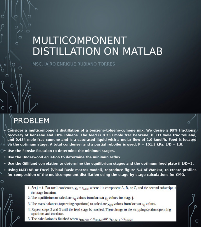 Multicomponent Distillation on Matlab | PDF