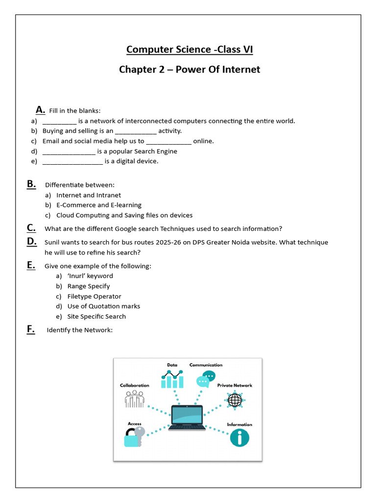 CH-2 Power of Internet Worksheet | PDF | Computer Network | Internet