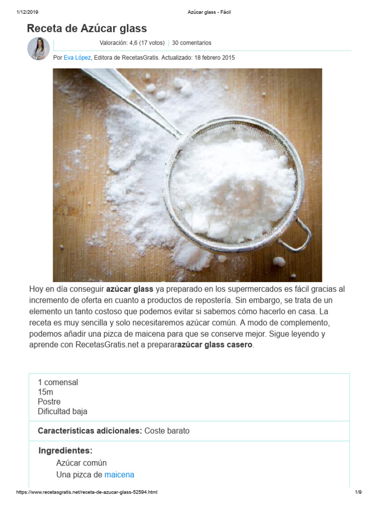 Azúcar glass - Fácil | PDF | Magdalena | Alimentos
