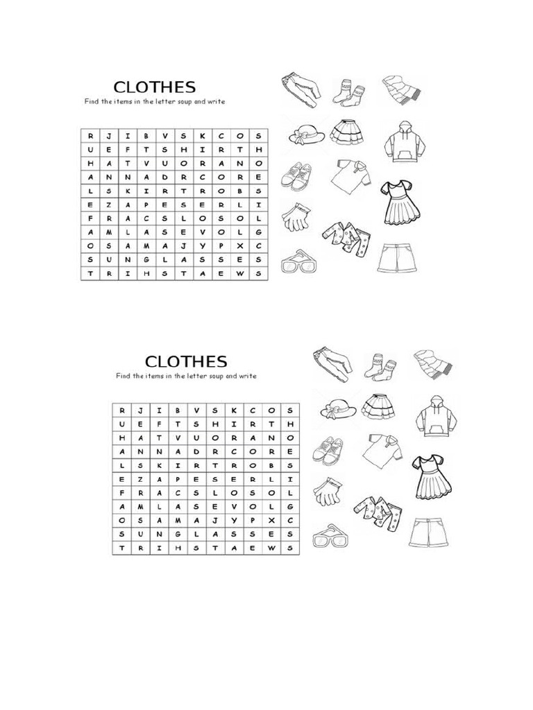 Clothes Sopa de Letras | PDF