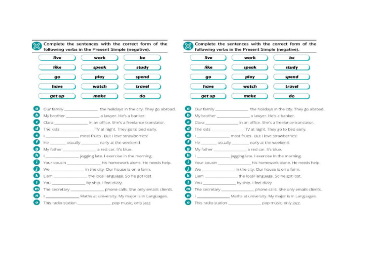 Present Simple Negative Form | PDF