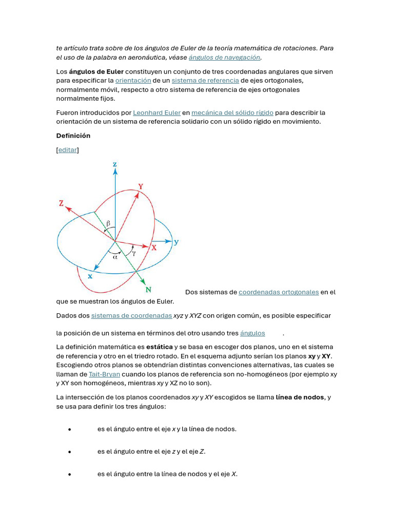 ángulos de Euler | PDF | Euclides | Mecanica clasica
