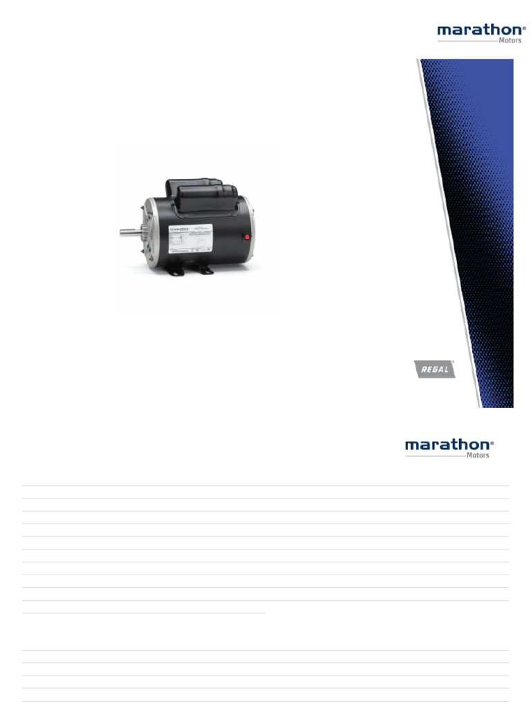 Marathon 9040 Specification Sheet | PDF | Electric Motor | Capacitor
