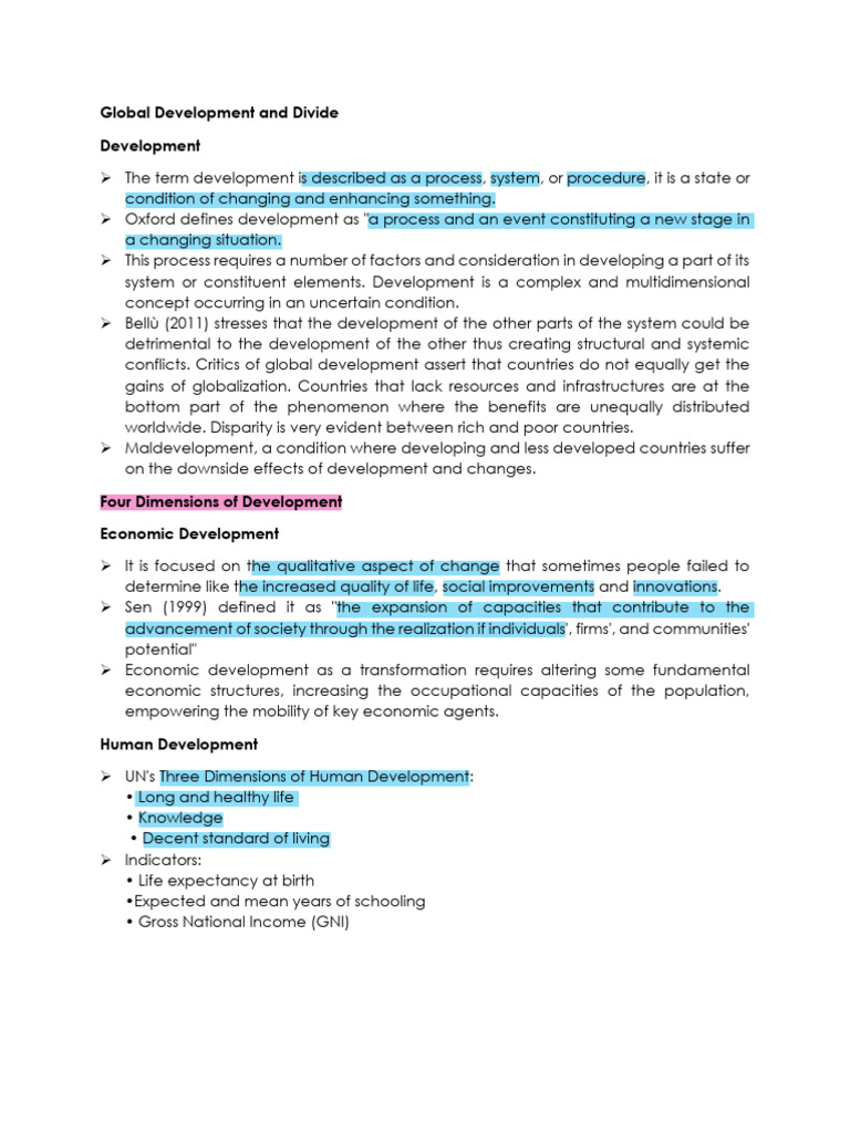 Global Development and Divide | PDF | Sustainability | Economies