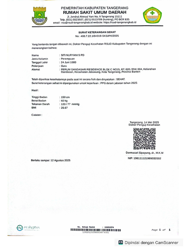 Contoh surat keterangan Sehat | PDF