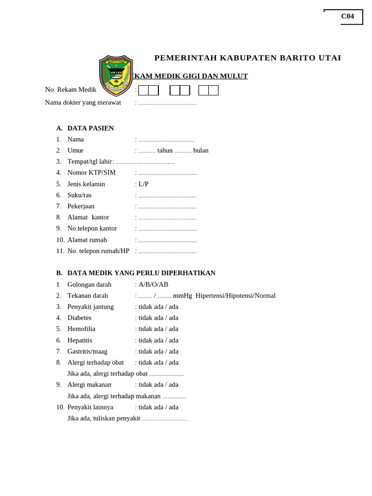 RM C04 Pengkajian Awal Gigi Dan Mulut | PDF