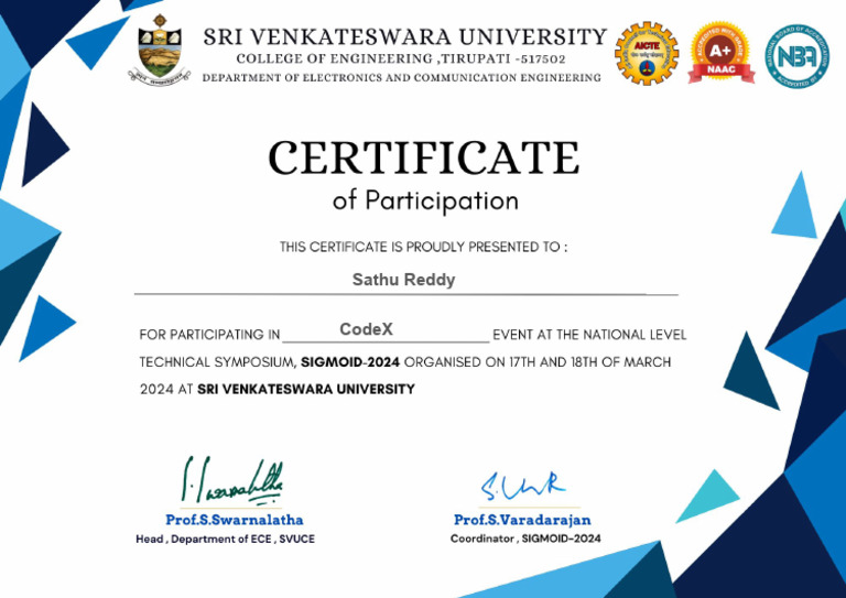 Sigmoid CodeX Participation Certificate | PDF