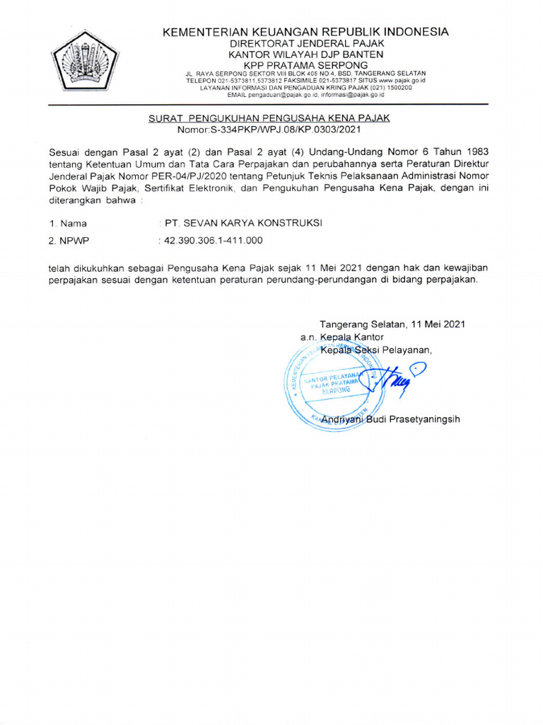 Sppkp Pt Sevan Karya Konstruksi | PDF