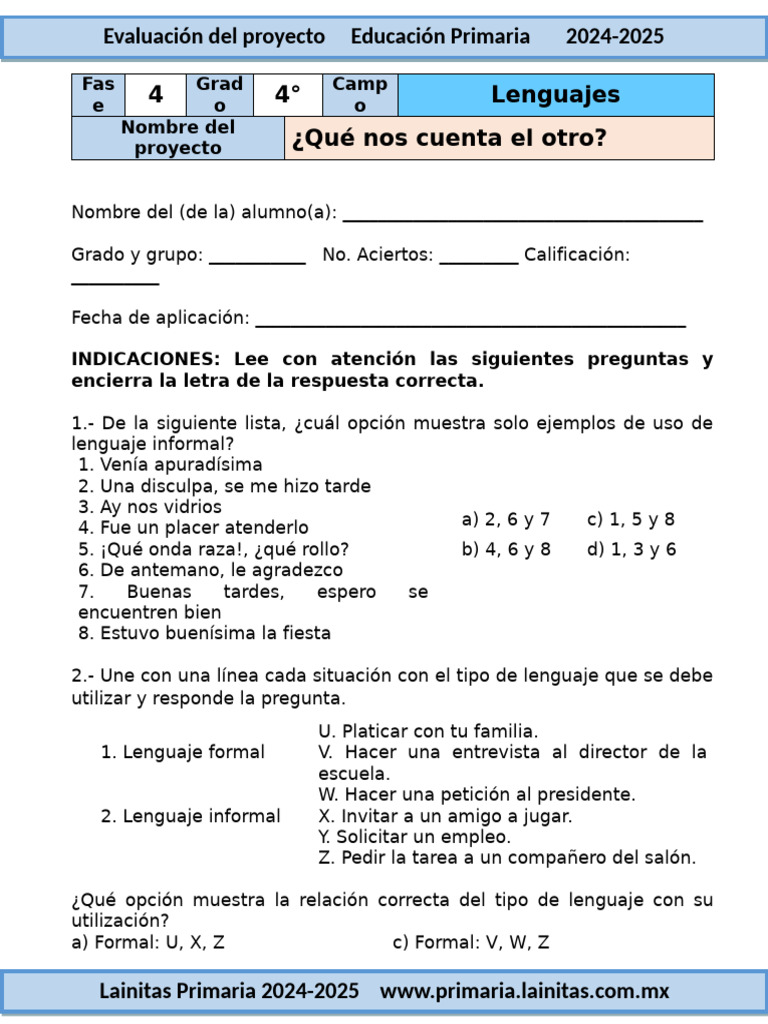 Actividades de Lenguaje para Cuarto Primaria | PDF | México