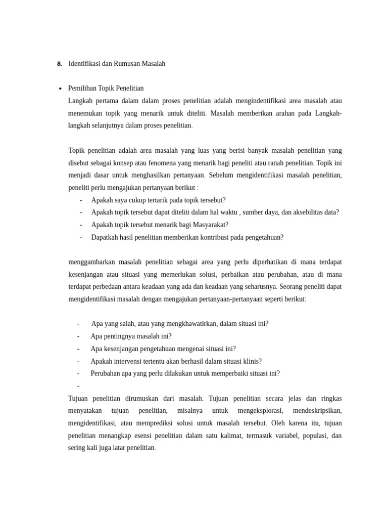 Rumusan Masalah Penelitian Kesehatan | PDF