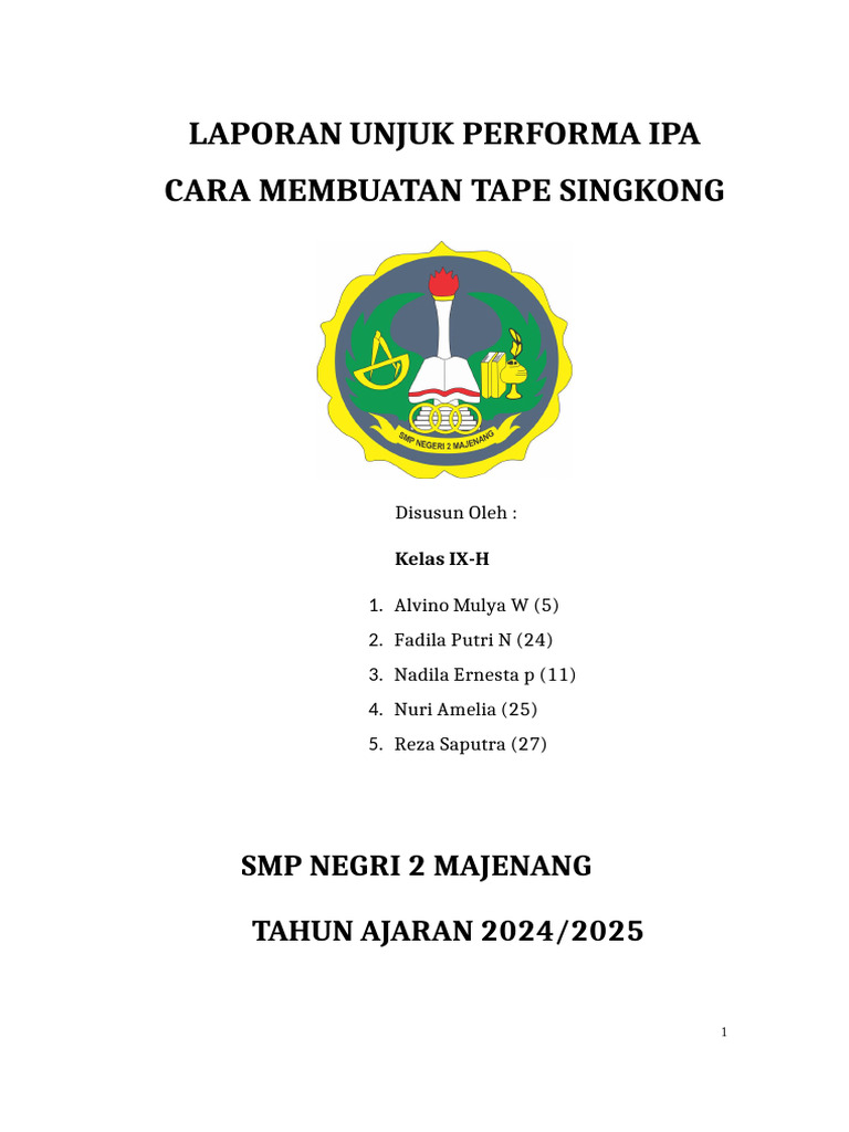 Makalah Pembuatan TAPE SINGKONG | PDF