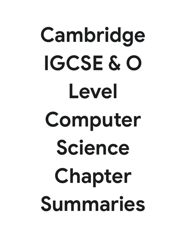 Cambridge Igcse And O Level Computer Science Chapter Summaries Pdf Internet And Web World Wide Web