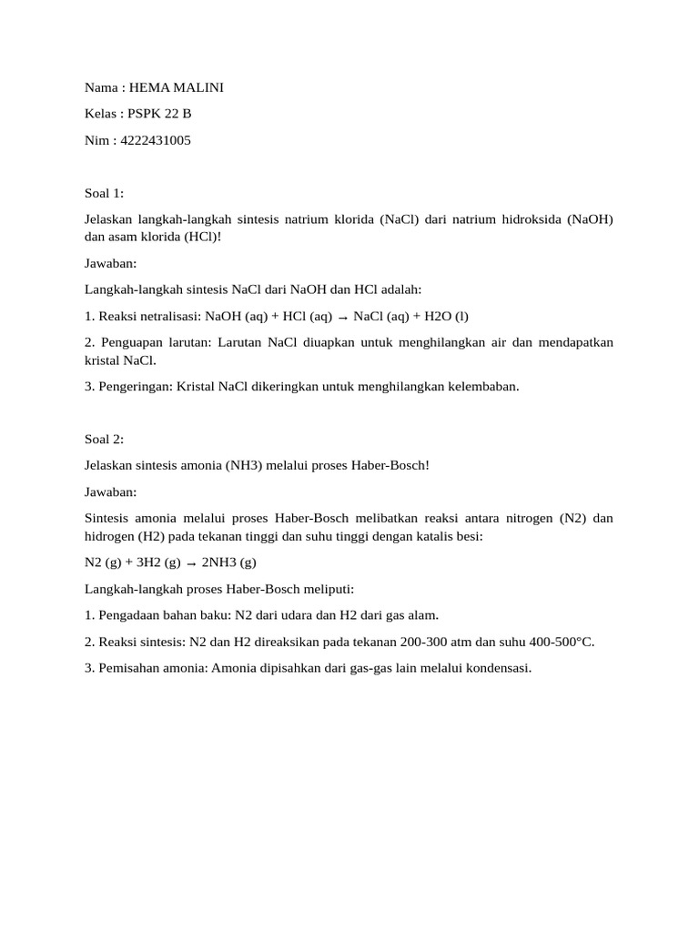 Soal Kimia Anorganik Fisik Hema Malini | PDF
