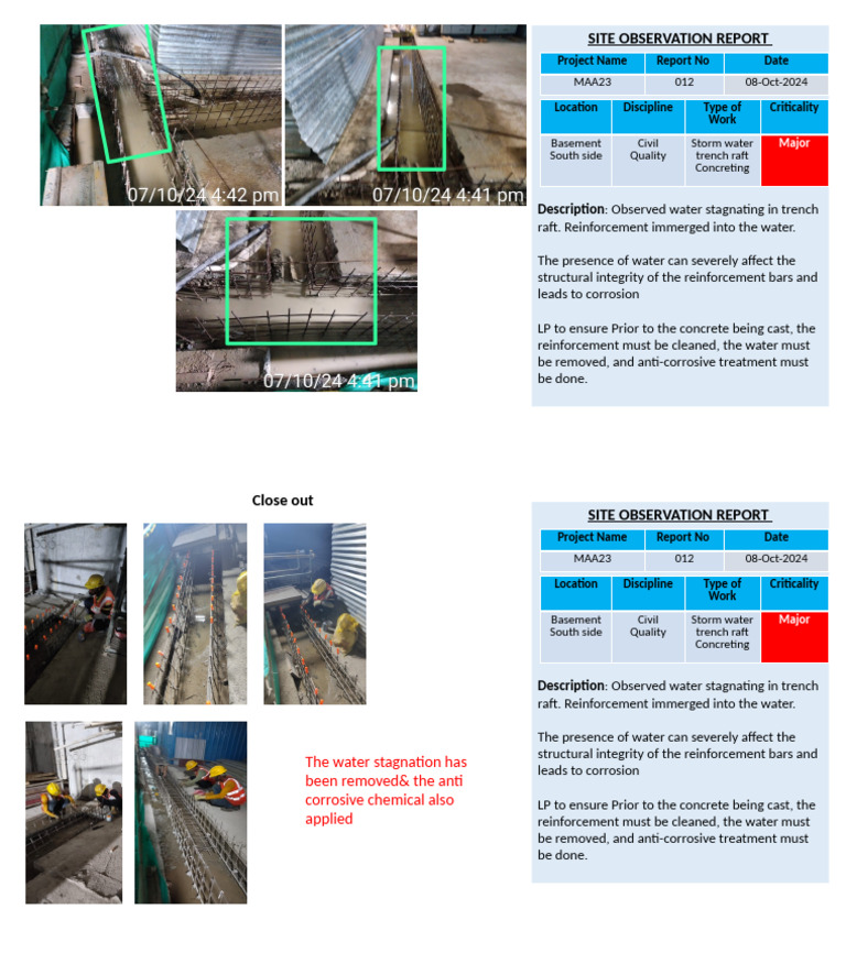 MAA23_Site Observation Report - SOR#012 | PDF