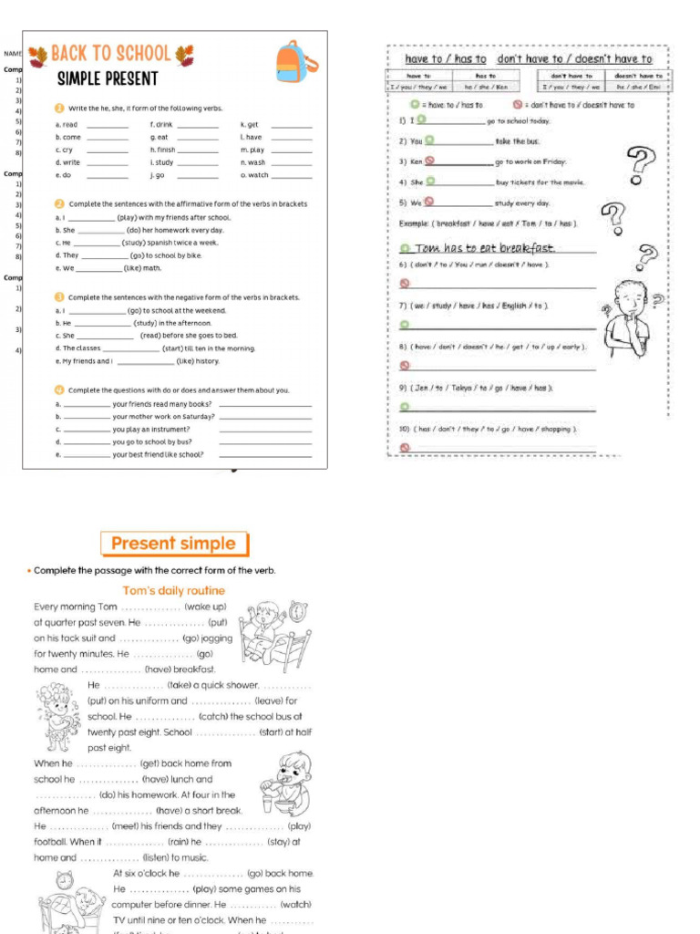 Present Simple-Have To Hasto | PDF