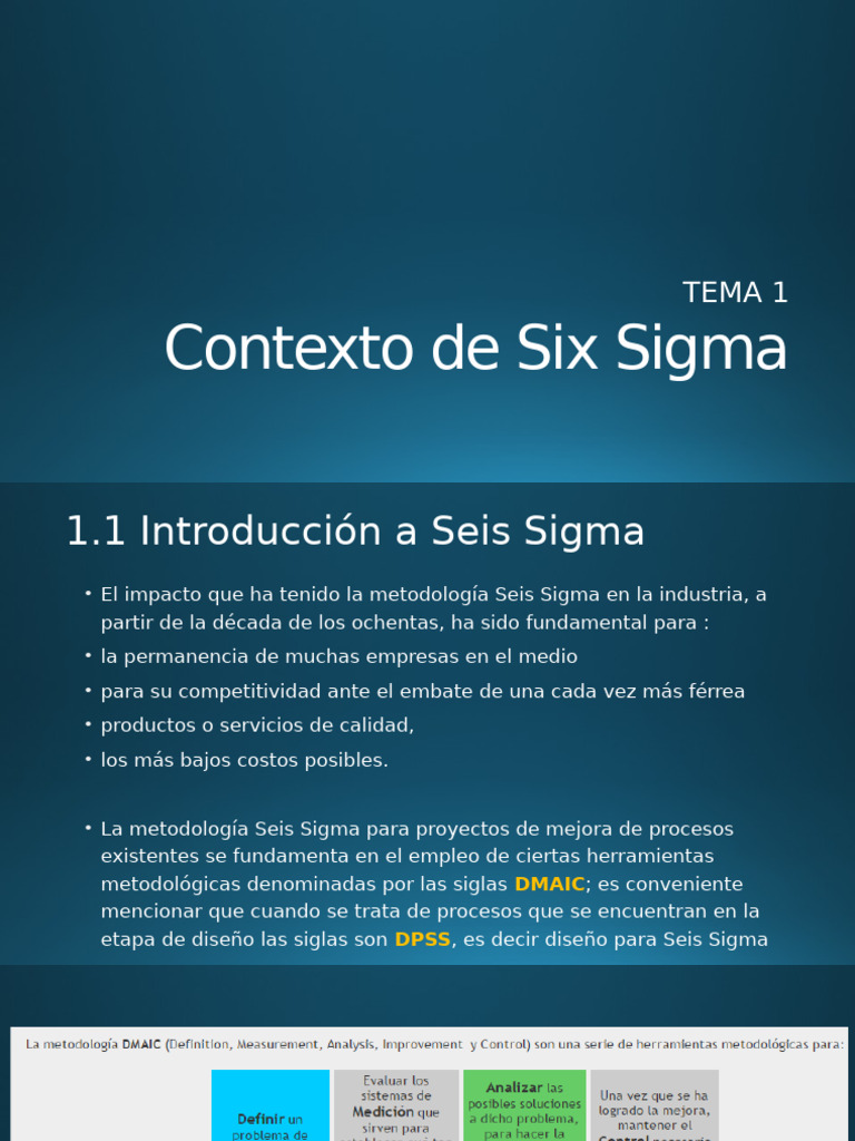 TEMA 1 Contexto de Six Sigma Green Belt | PDF | Six Sigma | Diseño