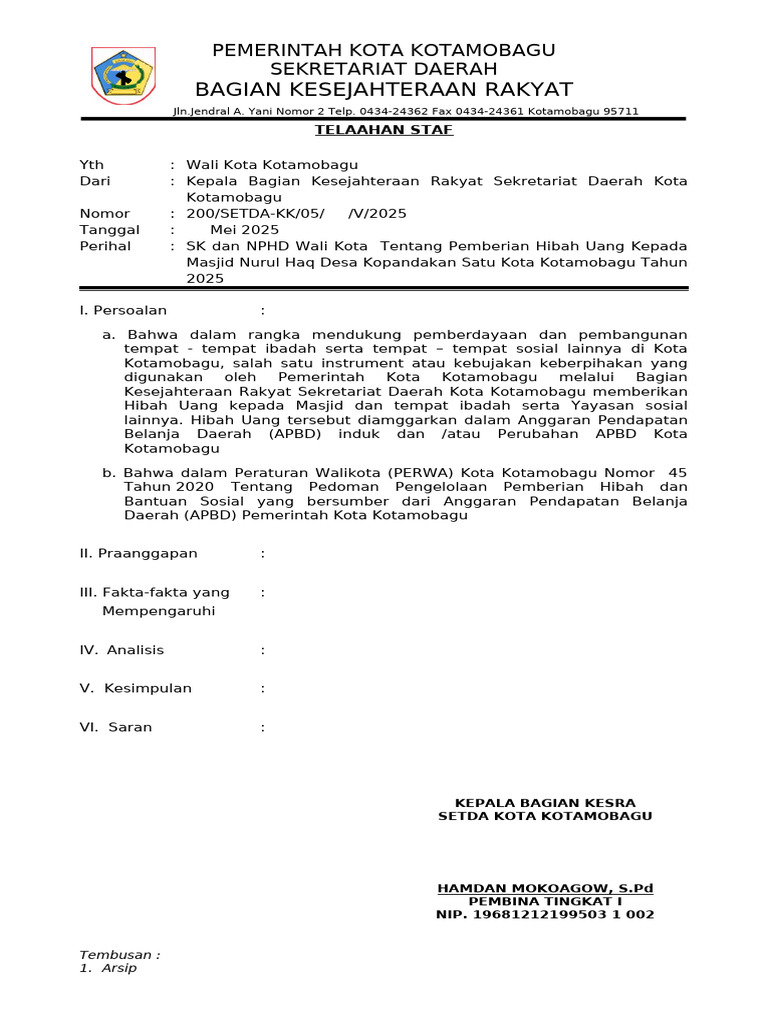 Telaahan Staf New 2025 | PDF