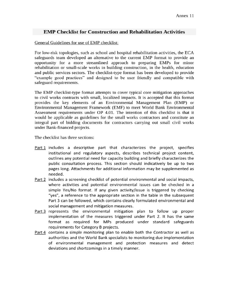 Environmental Management Plan | PDF