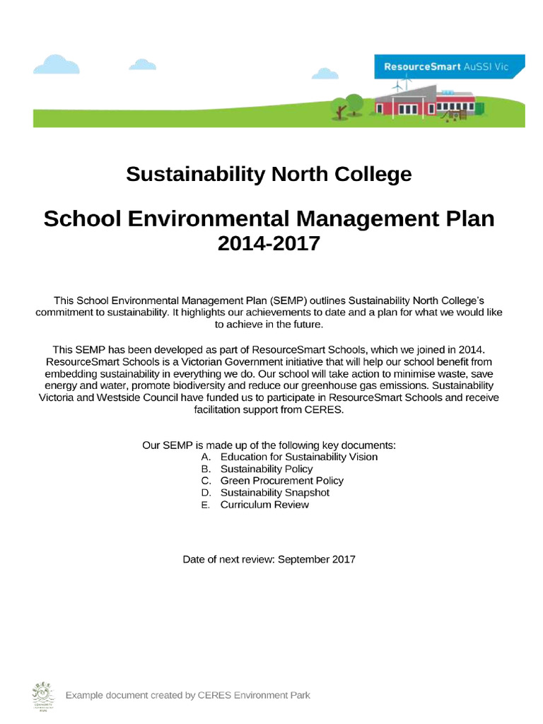 School Environmental Management Plan 2014-2017 | PDF