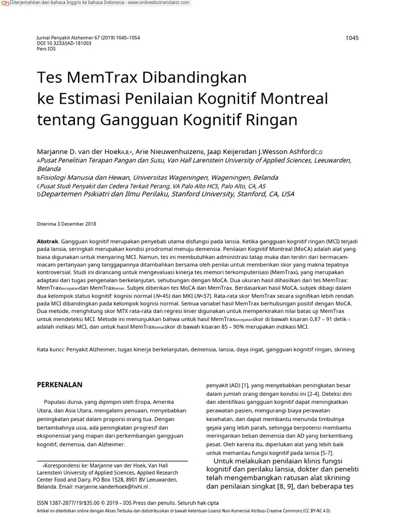 The MemTrax Test Compared To The Montreal Cognitiv - En.id | PDF
