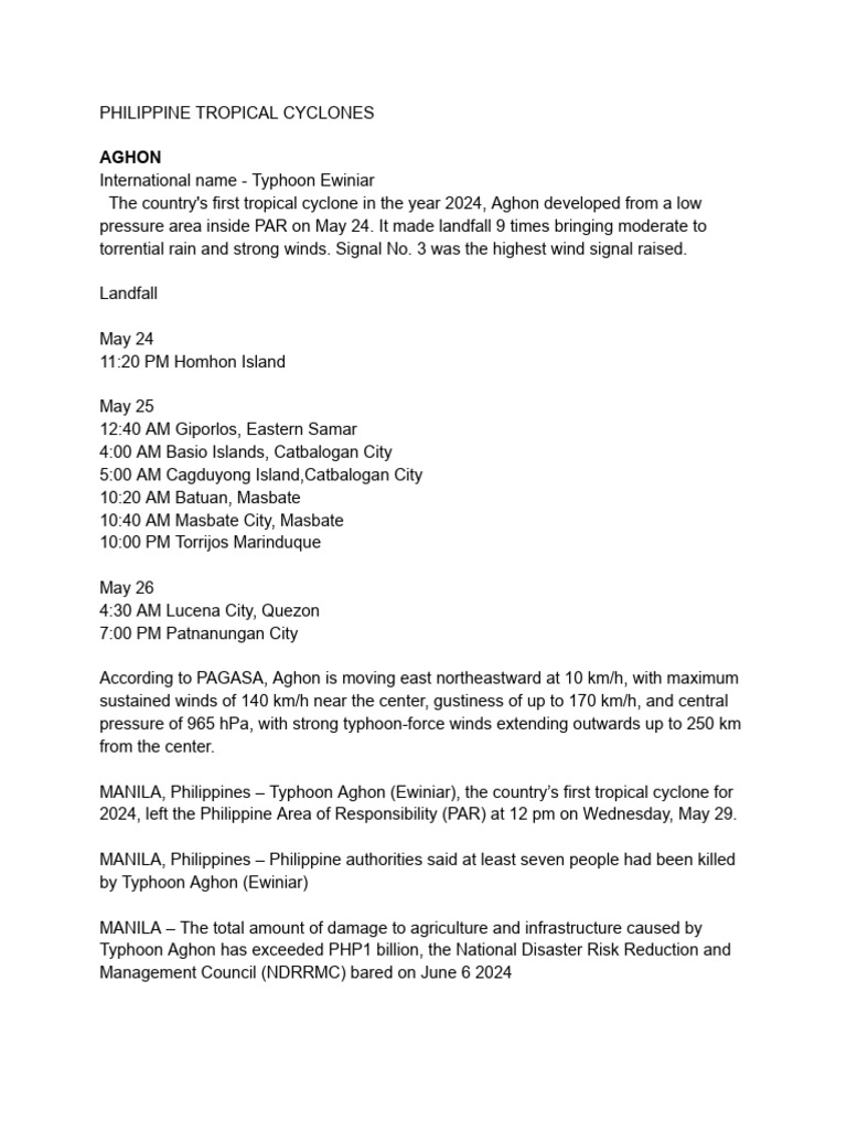 Philippine Tropical Cyclones | PDF | Weather | Storms