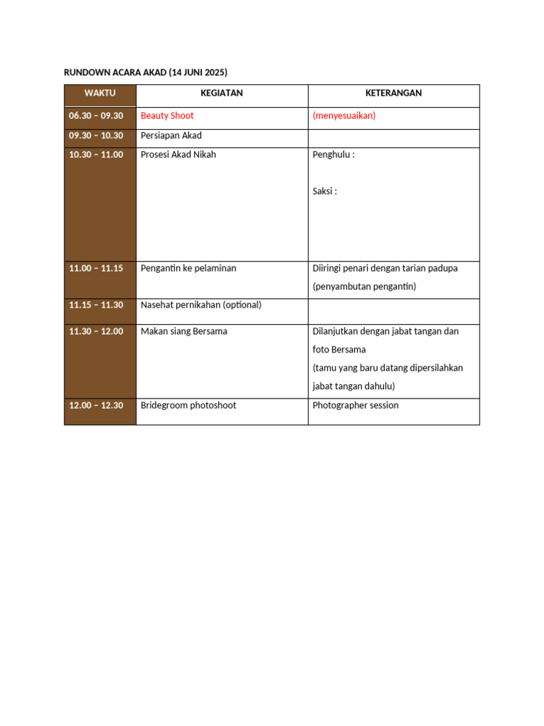 Rundown Acara Akad | PDF