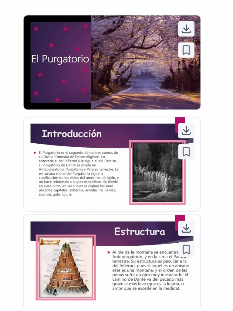 Estructura de El Purgatorio en La Divina Comedia Estructura Del Purgatorio en La Comedia de ...