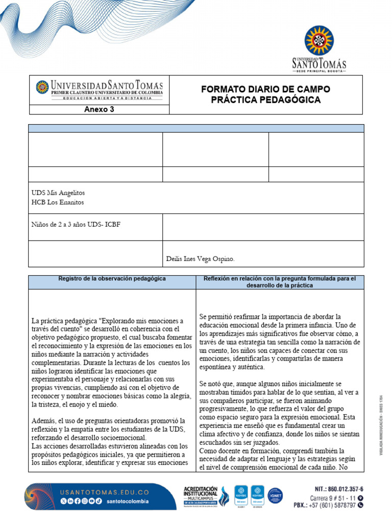 Prac Ped Aula - Bleidys Mendez Arango - Diarios de Campo - Lic Edu Inf - Monteria | PDF ...