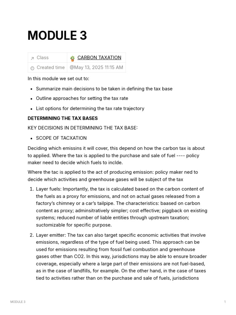 Module 3 Carbon Taxation | PDF | Taxes | Carbon Tax