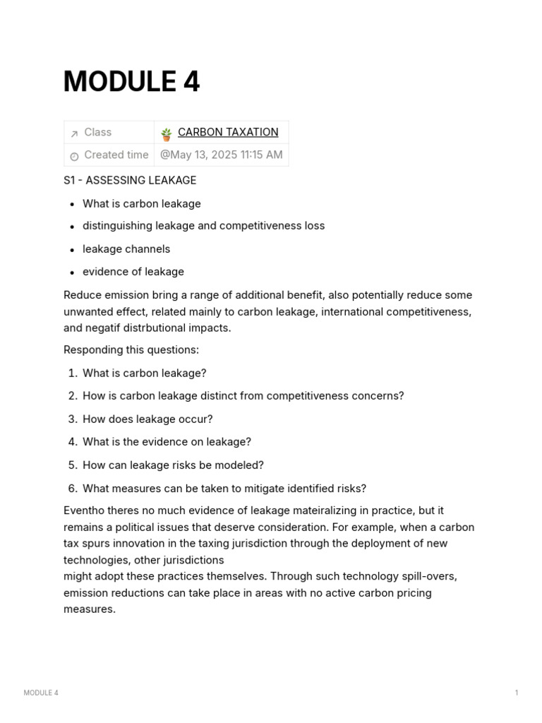 Module 4 Carbon Taxation | PDF | Taxes | Carbon Tax