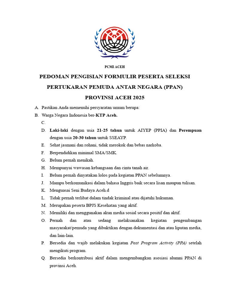 Pedoman PPAN Aceh 2025 | PDF