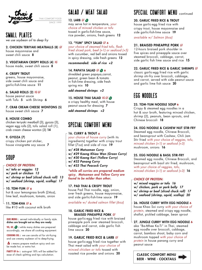 TP Menus 2025-3 Vertical F and B | PDF | Thai Cuisine | Curry