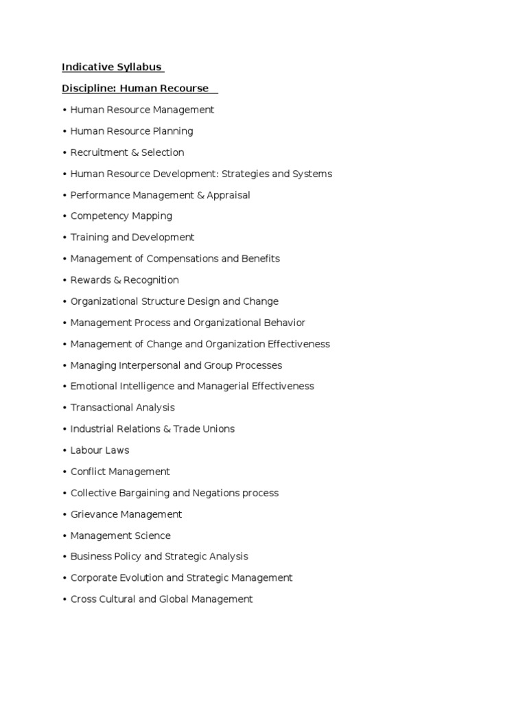 Comprehensive HR Syllabus & Exam Guide | PDF
