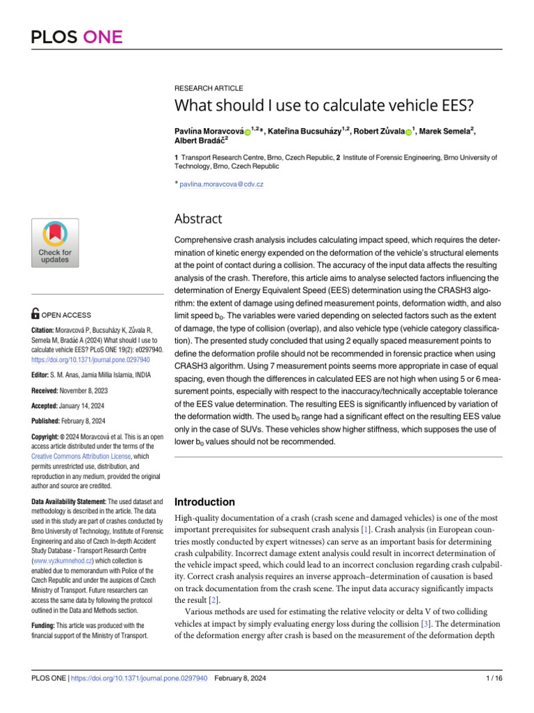 What Should I Use To Calculate Vehicle EES | PDF | Collision ...