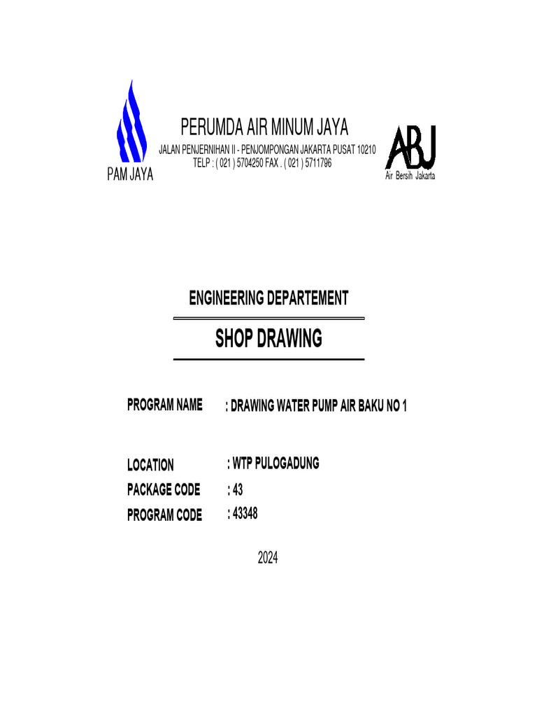 Water Pump Drawings for WTP Pulogadung | PDF | Turbomachinery | Hydraulics