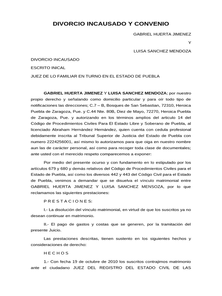 Divorcio Incausado y Convenio | PDF | Divorcio | Matrimonio