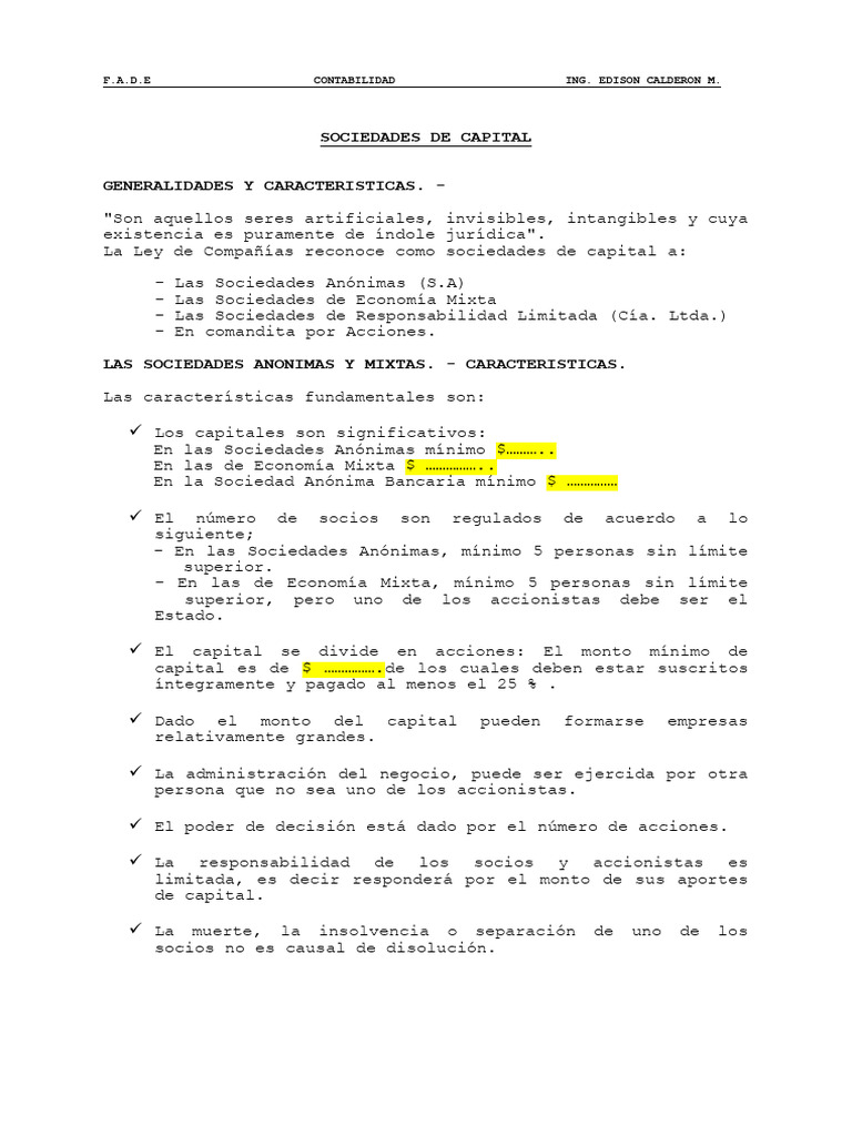 6.sociedades de Capital - Aspectos Contables | PDF | Contabilidad ...