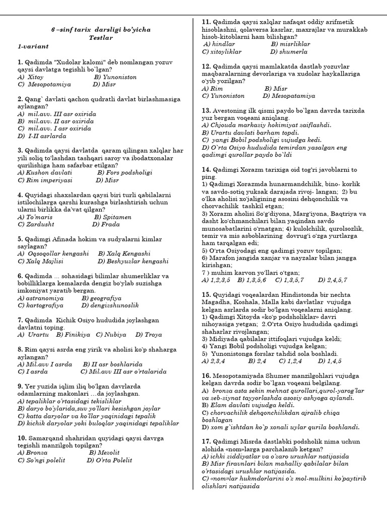 6 Tarix 1-Variant | PDF