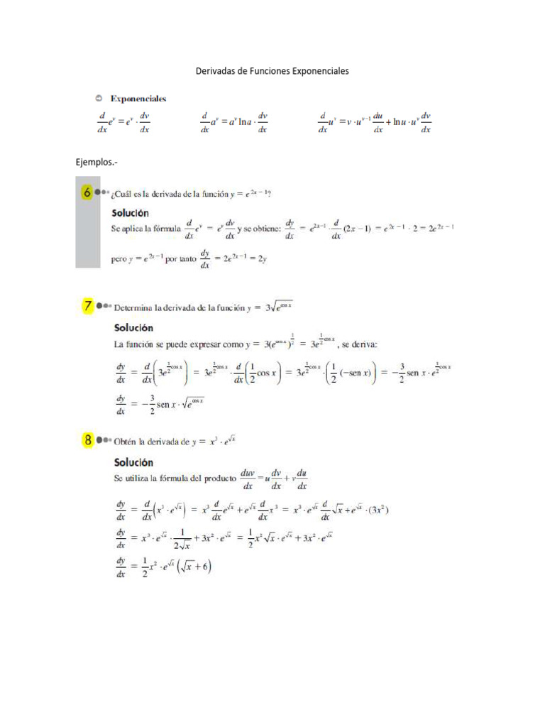 Derivadas de Funciones Exponenciales | PDF