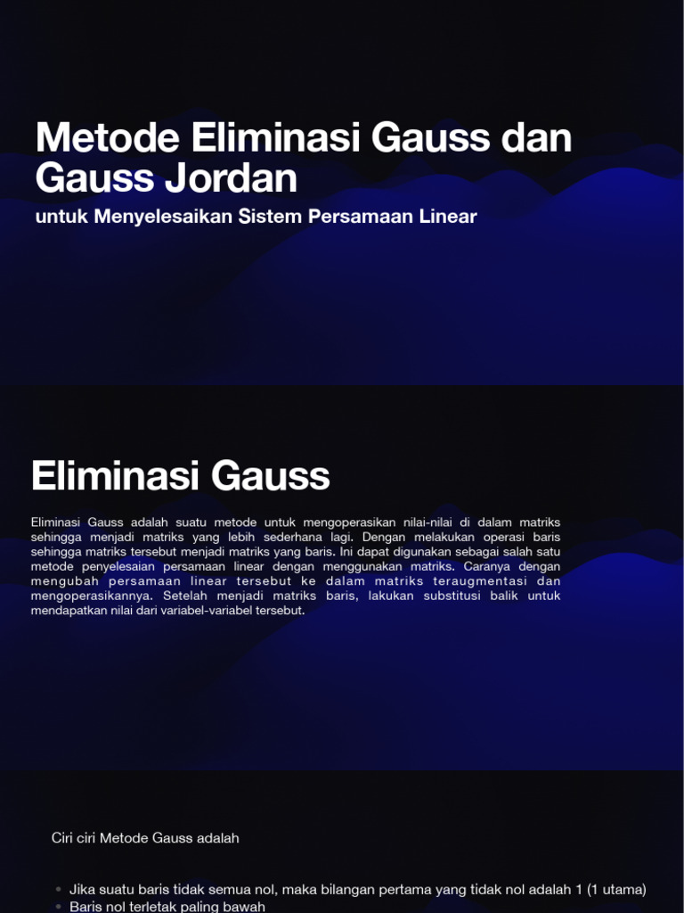 Eliminasi Gauss Dan Gauss Jordan | PDF